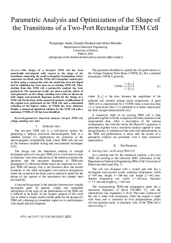 (PDF) Parametric analysis and optimization of the shape of the transitions of a two-port ...