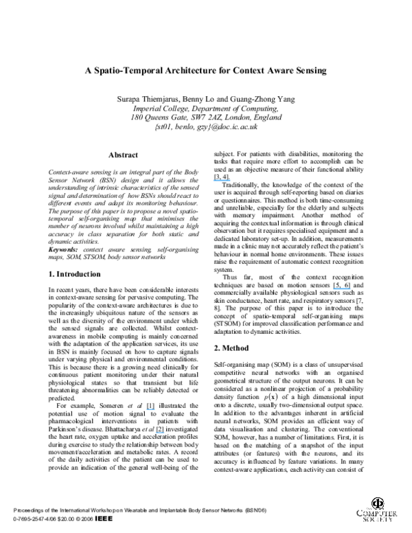 Pdf A Spatio Temporal Architecture For Context Aware Sensing