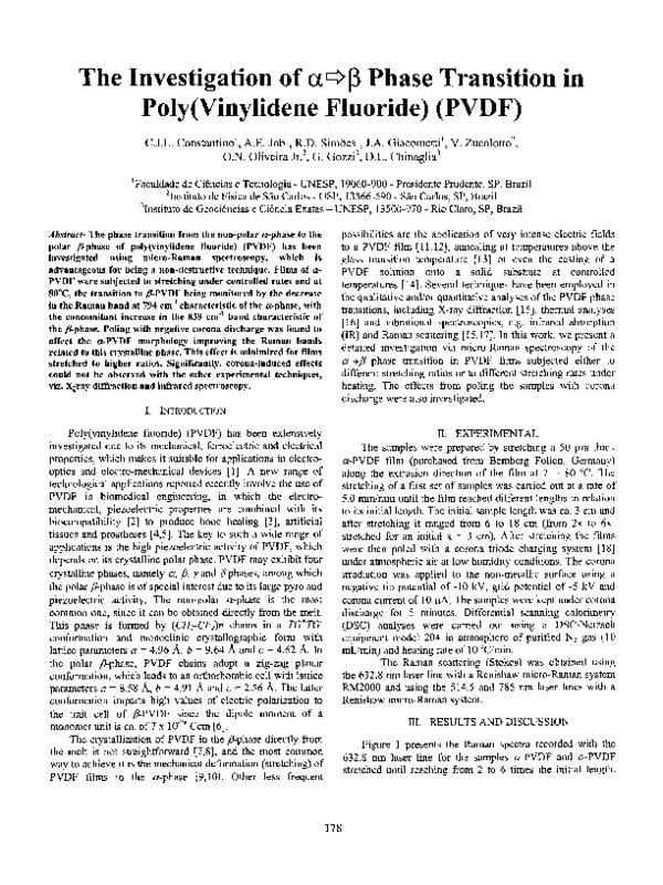 (PDF) The Investigation of α⇒ β phase transition in poly (vinylidene ...