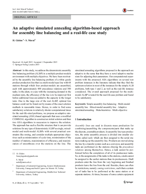 Pdf An Adaptive Simulated Annealing Algorithm Based Approach For