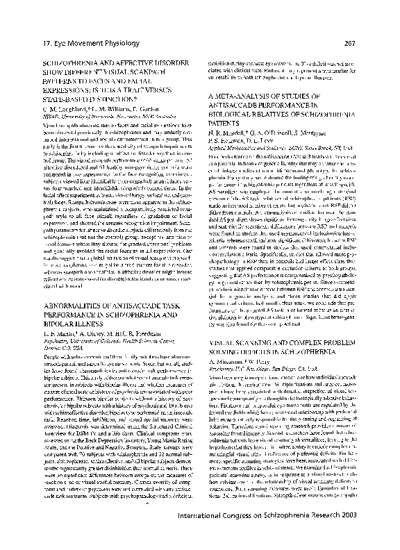 (PDF) Schizophrenia and affective disorder show different visual ...