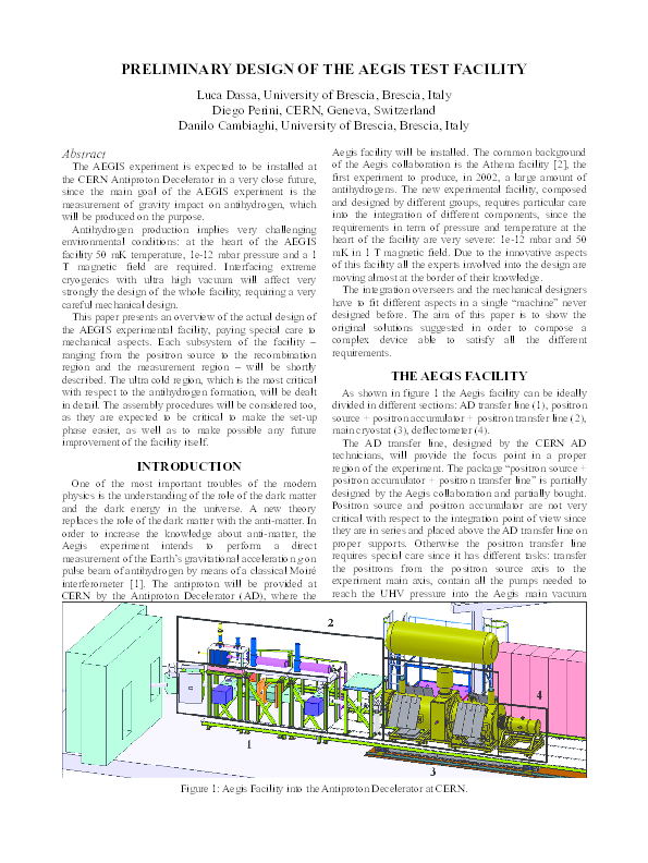 (PDF) Preliminary Design of the Aegis Test Facility