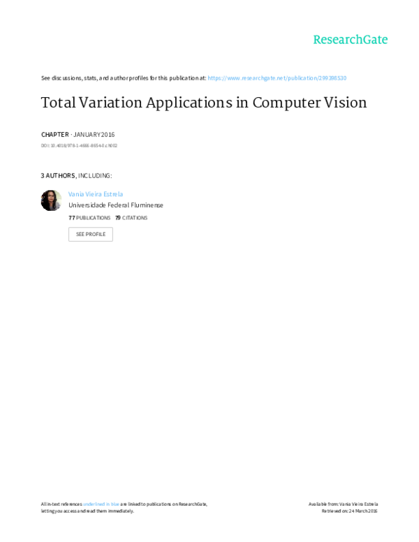 (PDF) Total Variation Applications in Computer Vision Total Variation ...