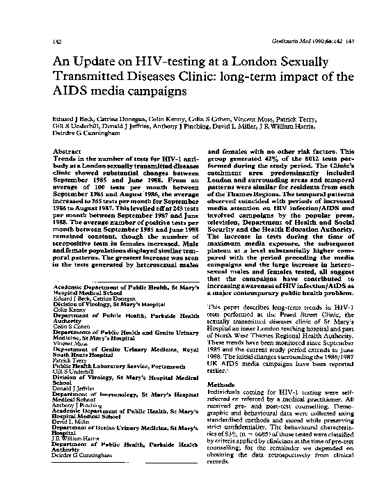 (PDF) An update on HIV-testing at a London sexually transmitted ...