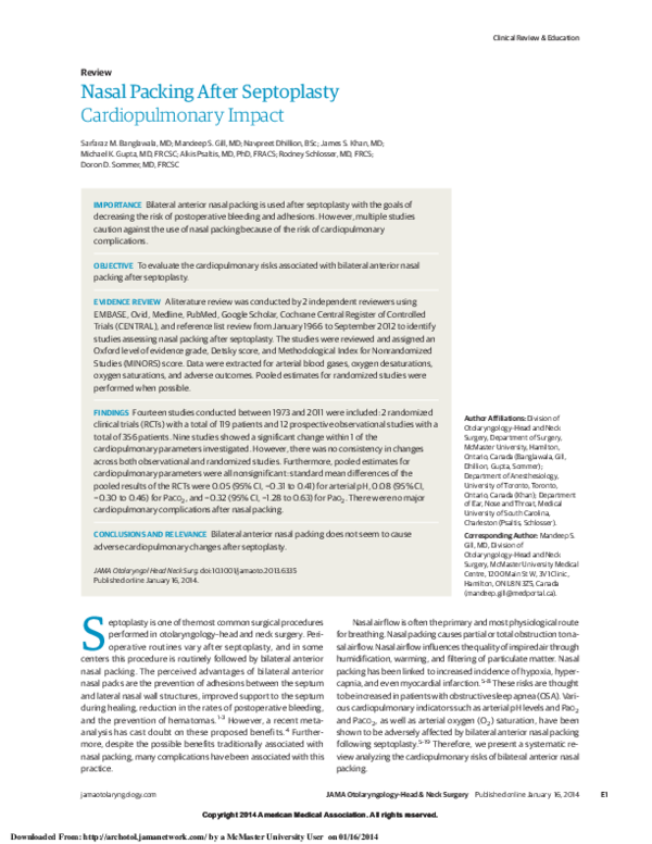 (PDF) Nasal Packing After Septoplasty