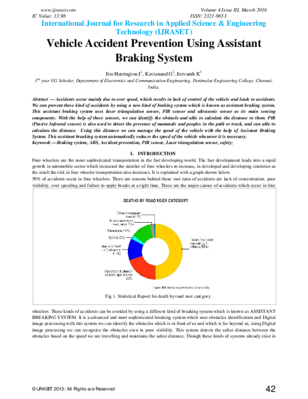 (PDF) Vehicle accident prevention using assistant breaking system