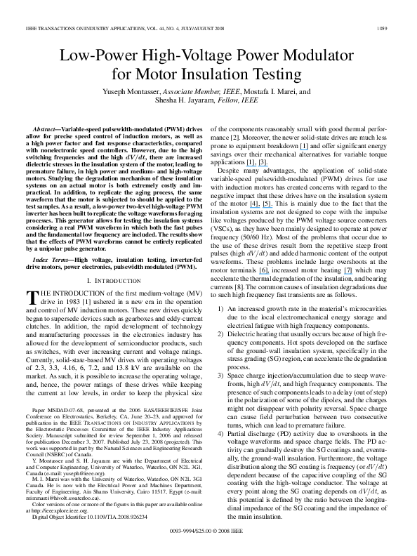 (PDF) Low-Power High-Voltage Power Modulator for Motor Insulation Testing