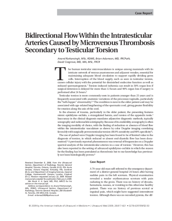 (PDF) Bidirectional flow within the intratesticular arteries caused by ...