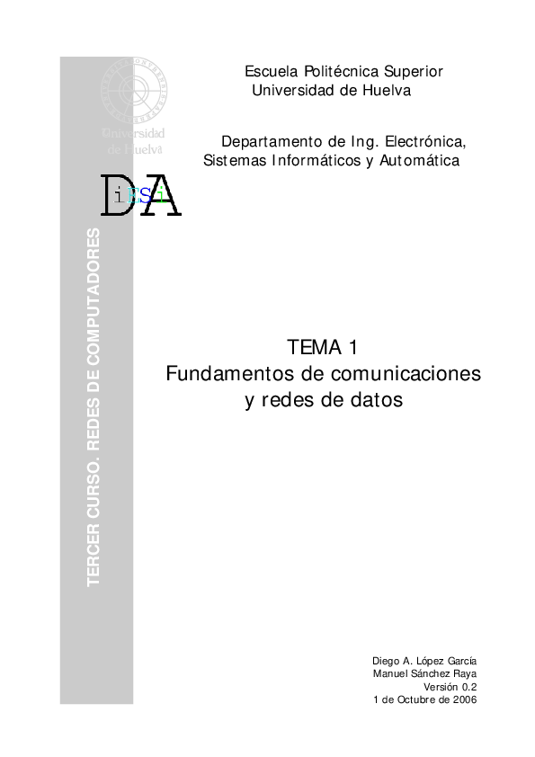 (PDF) TEMA 1 Fundamentos de comunicaciones y redes de datos