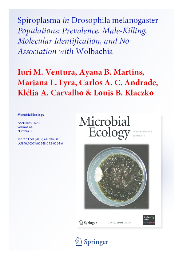 (PDF) Spiroplasma in Drosophila melanogaster Populations: Prevalence, Male-Killing, Molecular ...