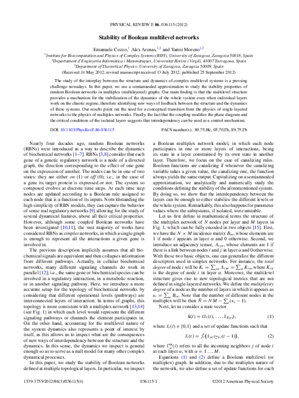 (PDF) Stability of Boolean multilevel networks