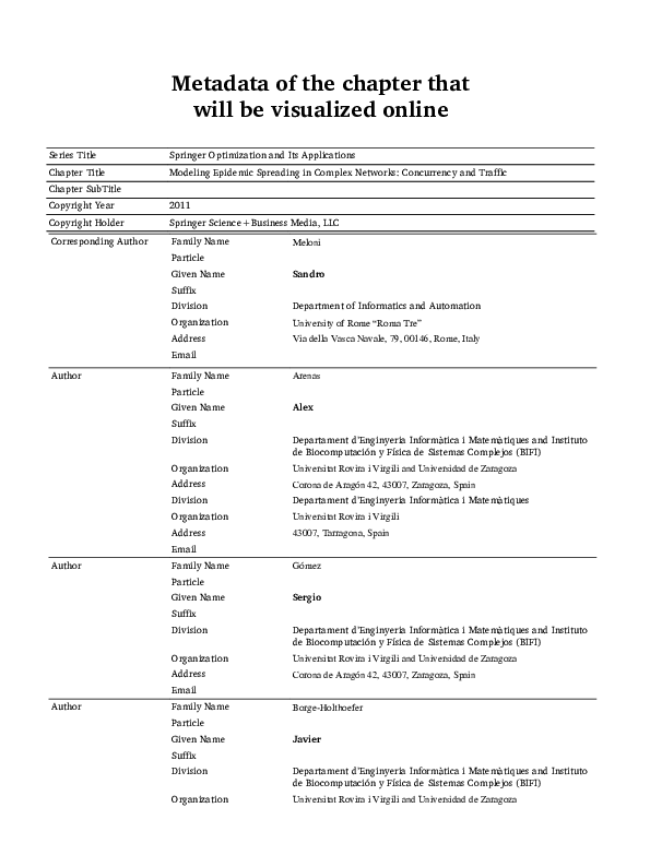 Pdf Modeling Epidemic Spreading In Complex Networks Concurrency And Traffic