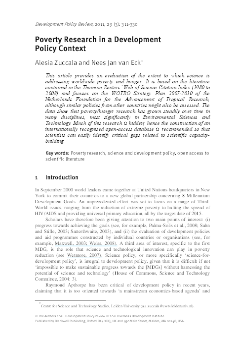(PDF) Poverty Research in a Development Policy Context