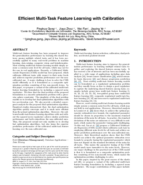 (PDF) Efficient multi-task feature learning with calibration | Jiayu Zhou - Academia.edu