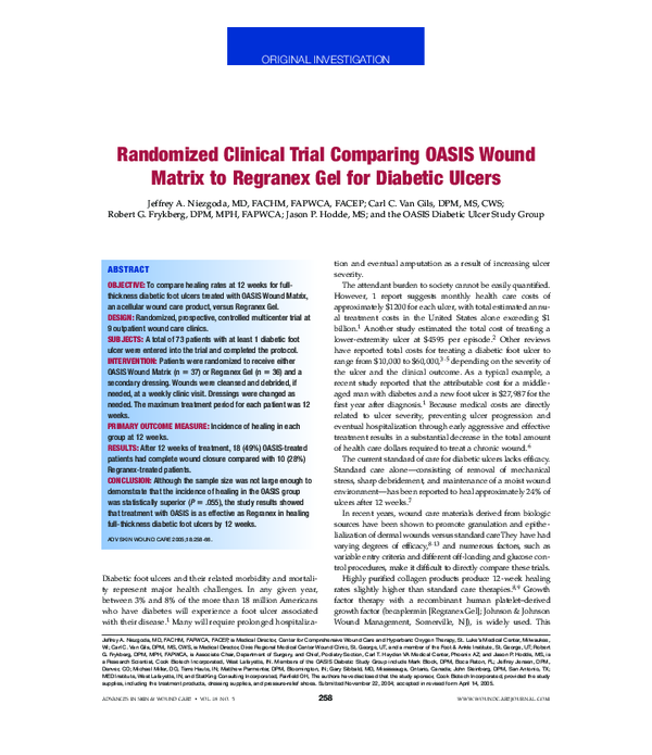 (PDF) Randomized Clinical Trial Comparing OASIS Wound Matrix to ...