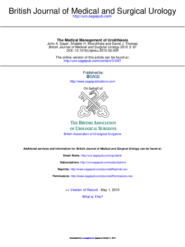 (PDF) The medical management of urolithiasis