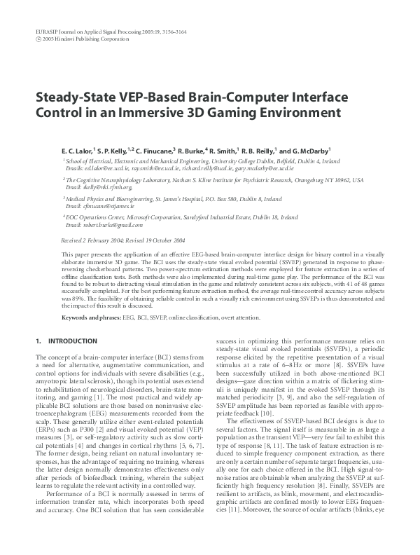 (PDF) Steady-State VEP-Based Brain-Computer Interface Control in an Immersive 3D Gaming Environment