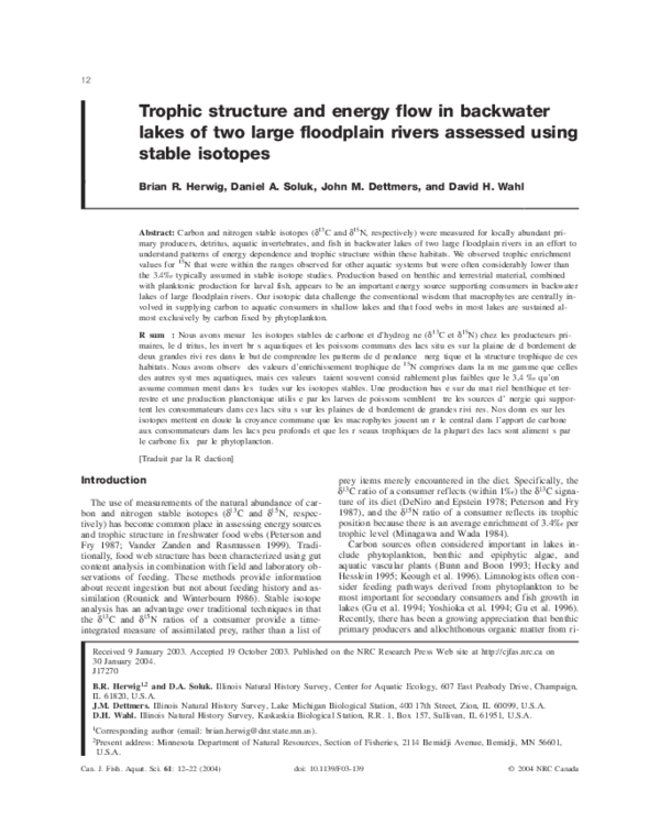 (PDF) Trophic structure and energy flow in backwater lakes of two large ...