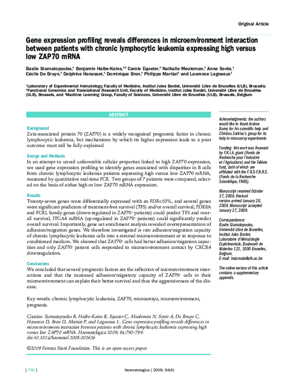 (PDF) Gene expression profiling reveals differences in microenvironment interaction between ...