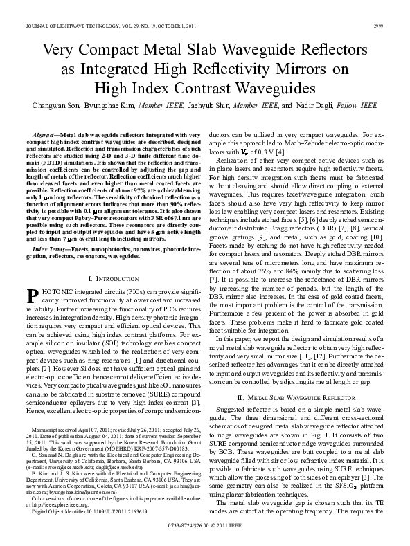 (PDF) Compact Metal Slab Waveguide Reflectors for High Reflectivity