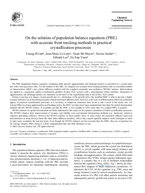 (PDF) On the solution of population balance equations (PBE) with ...