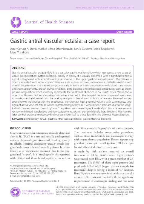 (PDF) Gastric antral vascular ectasia: a case report