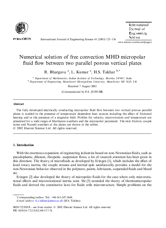 (PDF) Numerical solution of free convection MHD micropolar fluid flow between two parallel ...