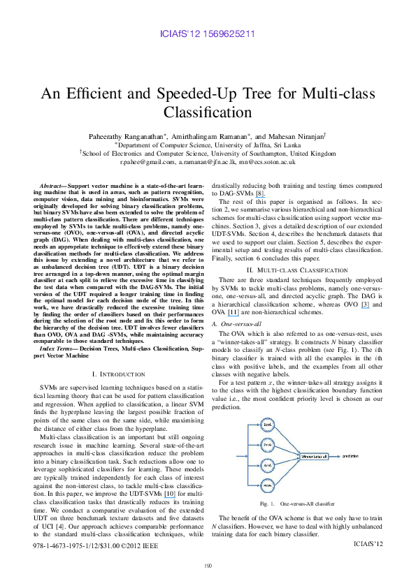 (PDF) An efficient and speeded-up tree for multi-class classification