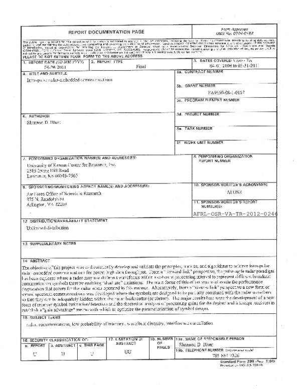 (PDF) Intrapulse Radar-Embedded Communications