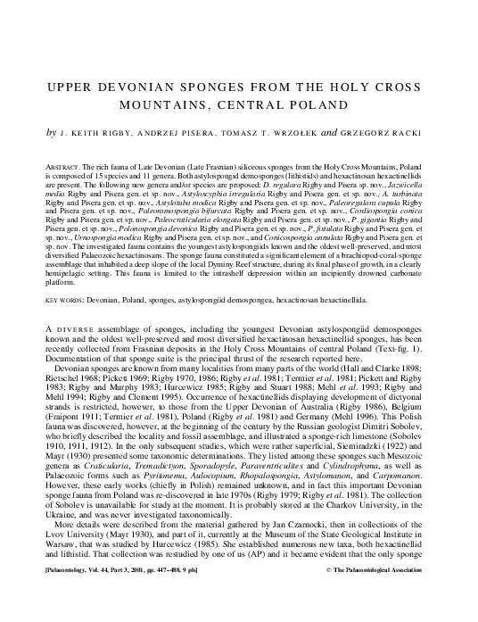(PDF) Upper Devonian Sponges from the Holy Cross Mountains, Central Poland