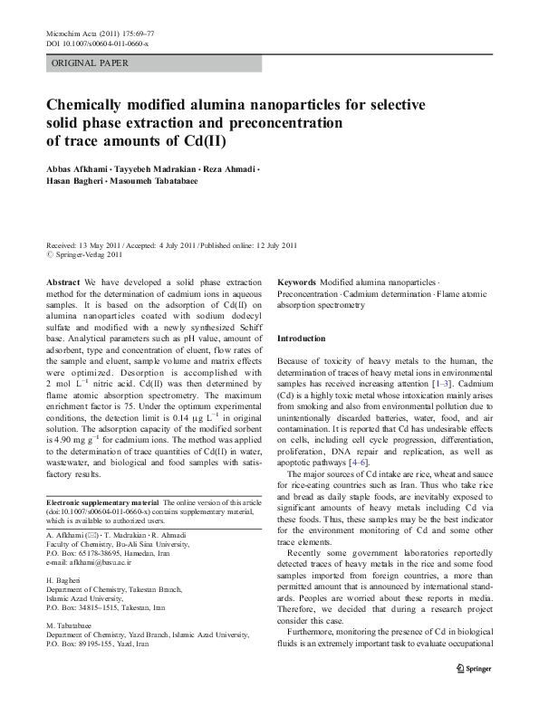 Pdf Chemically Modified Alumina Nanoparticles For Selective Solid