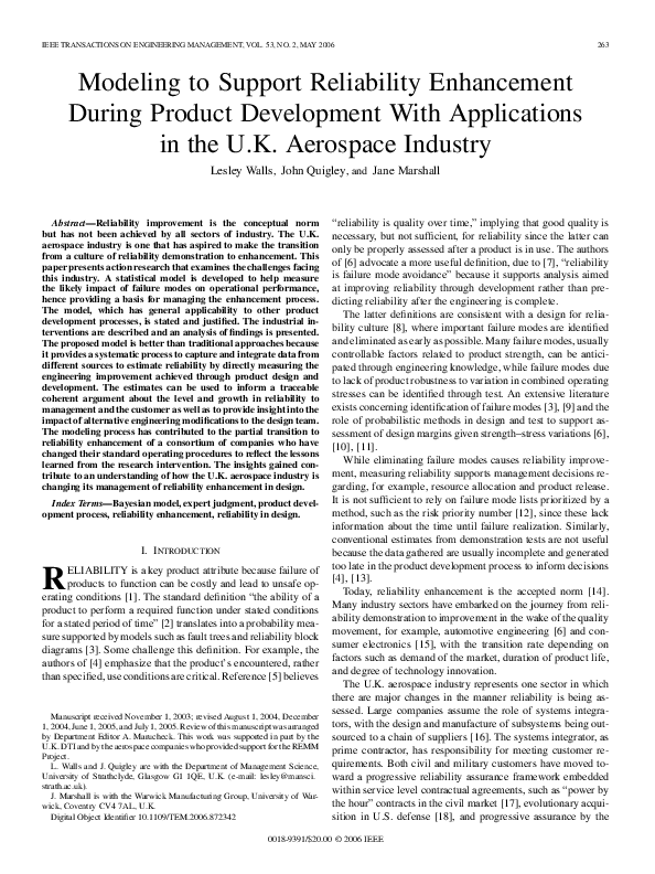 (PDF) Modeling to support reliability enhancement during product ...