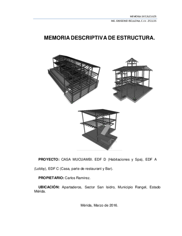 (PDF) MEMORIA DESCRIPTIVA DE ESTRUCTURA