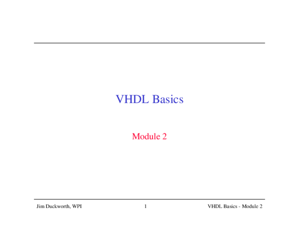 (PDF) VHDL Basics Module 2