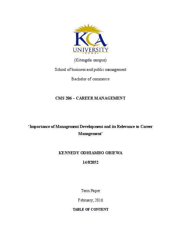 (DOC) importance of management development and its relevance to career ...