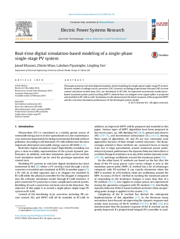 (PDF) Real-time digital simulation-based modeling of a single-phasesingle-stage PV system