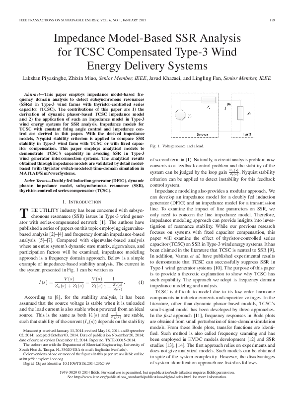 (PDF) Impedance Model-Based SSR Analysis for TCSC Compensated Type-3 Wind Energy Delivery Systems