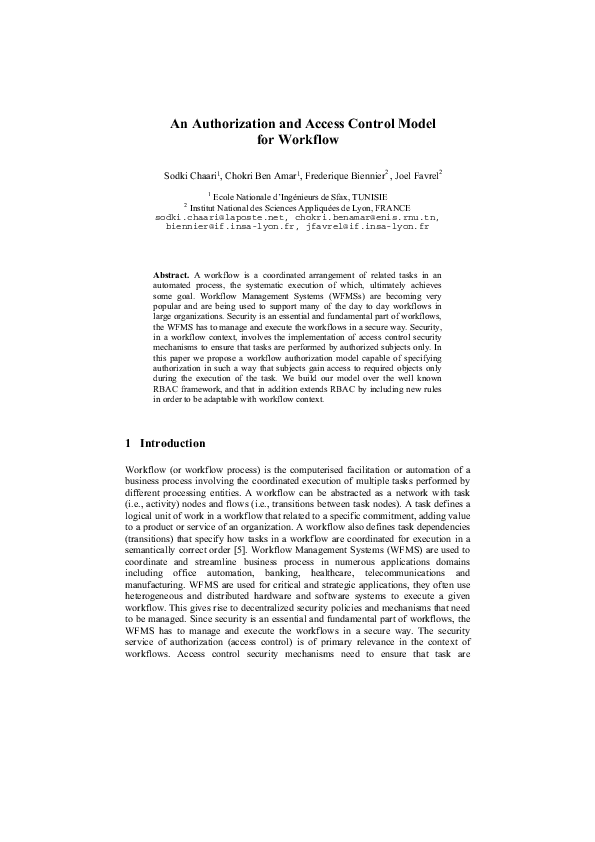 (PDF) An authorization and access control model for workflow