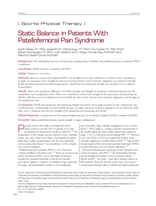 (PDF) A self-administered pain severity scale for patellofemoral pain ...
