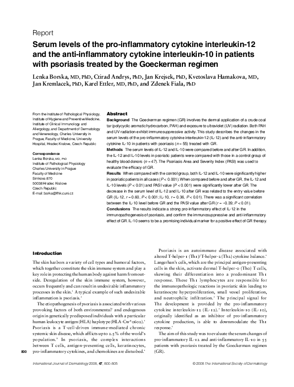 (PDF) Serum levels of the pro-inflammatory cytokine interleukin-12 and ...
