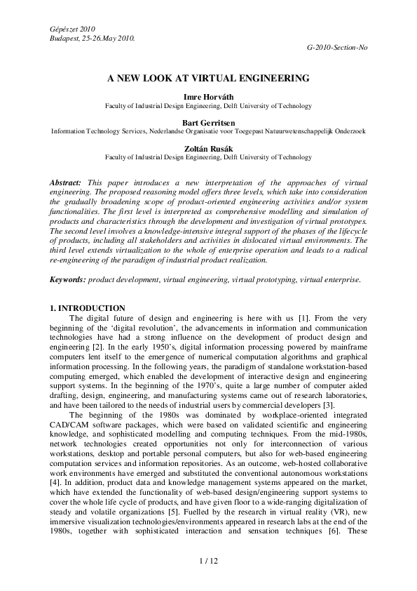 (PDF) A new look at virtual engineering