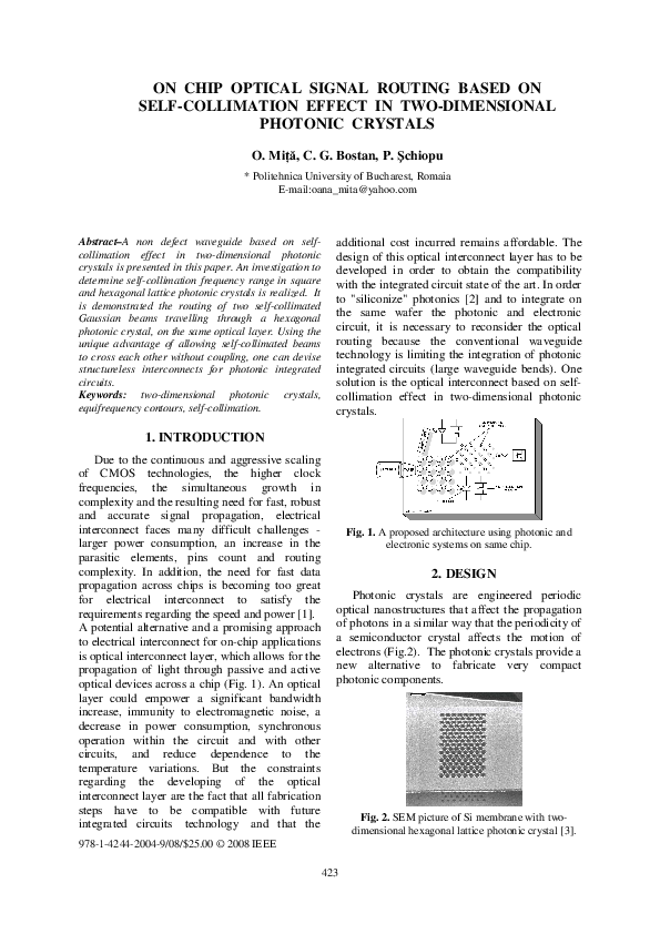 Pdf On Chip Optical Signal Routing Based On Self Collimation Effect In Two Dimensional
