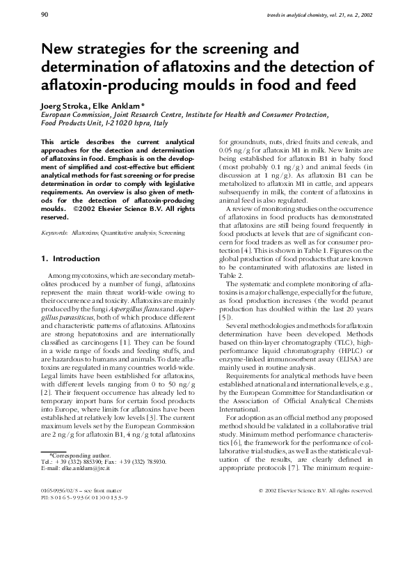 (PDF) New strategies for the screening and determination of aflatoxins ...