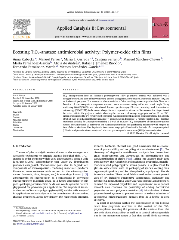 (PDF) Boosting TiO2-anatase antimicrobial activity: Polymer-oxide thin ...