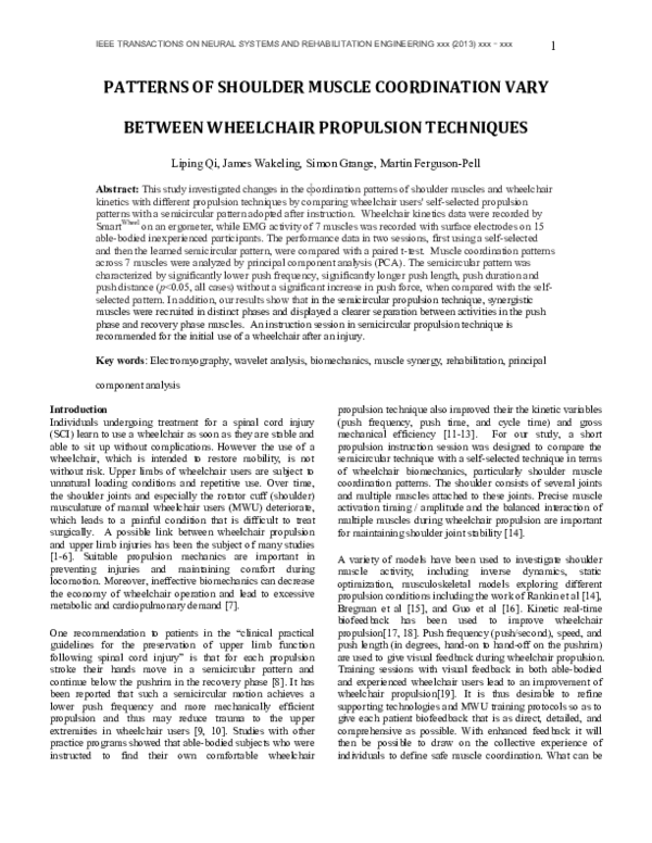 (PDF) Coordination patterns of shoulder muscles during level-ground and ...