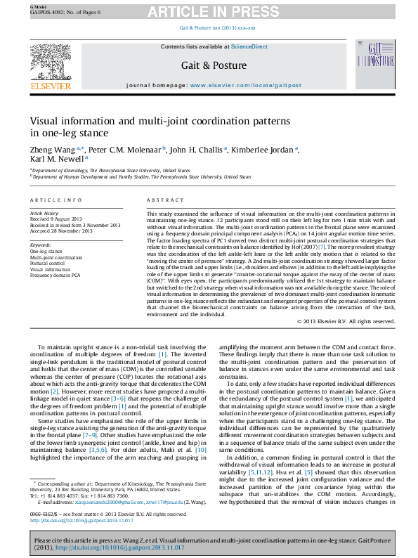 (PDF) Visual information and multi-joint coordination patterns in one ...