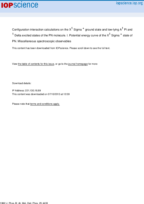 Pdf Potential Energy Curves And Properties Of Pn States