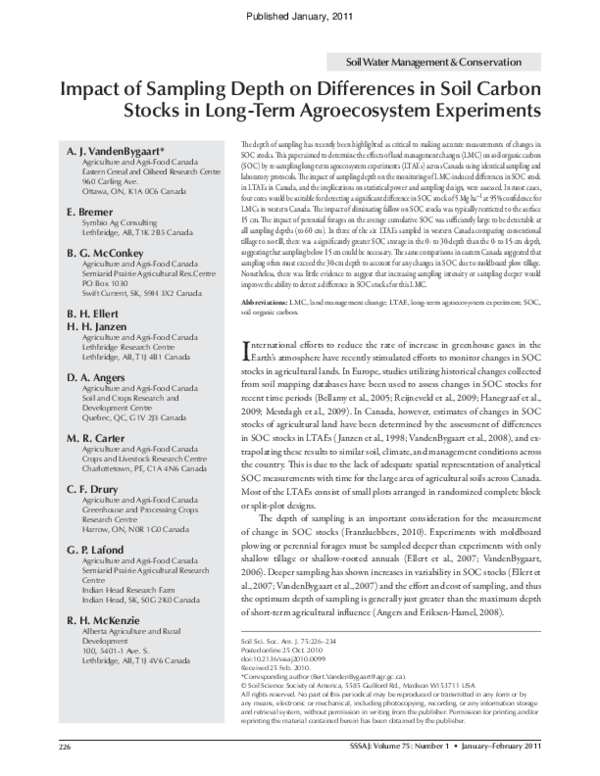 (PDF) Impact of Sampling Depth on Differences in Soil Carbon Stocks in ...