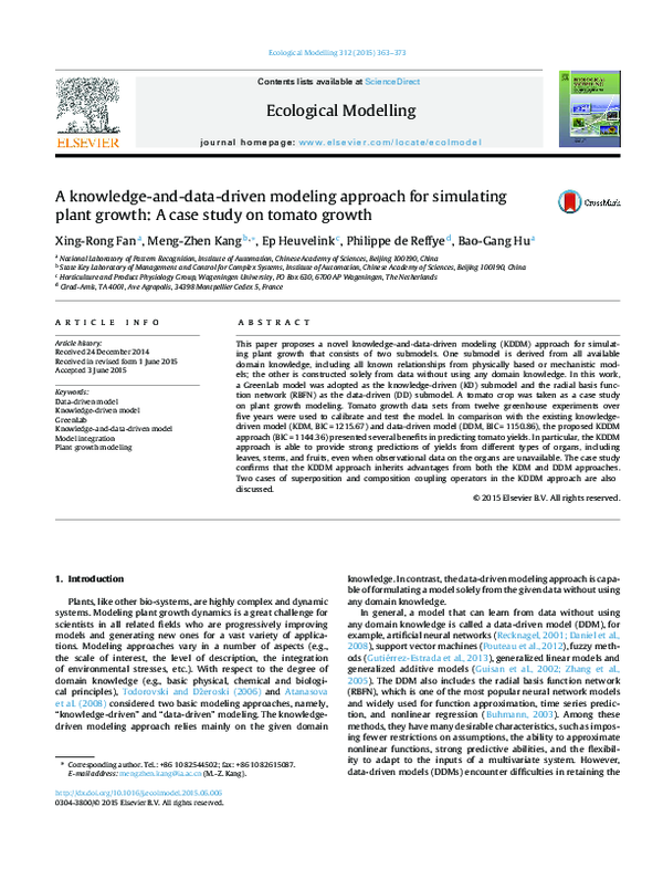 Pdf A Knowledge And Data Driven Modeling Approach For Simulating