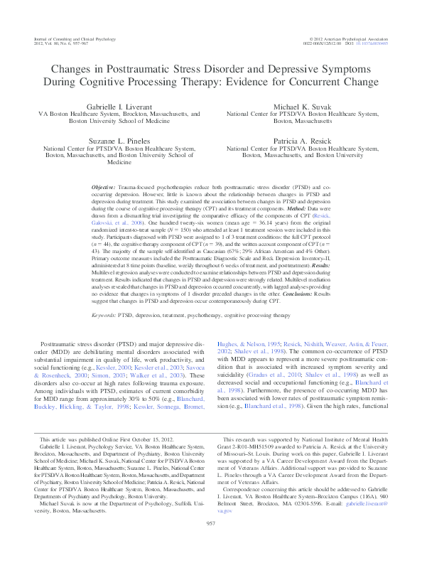 (PDF) Changes in posttraumatic stress disorder and depressive symptoms ...